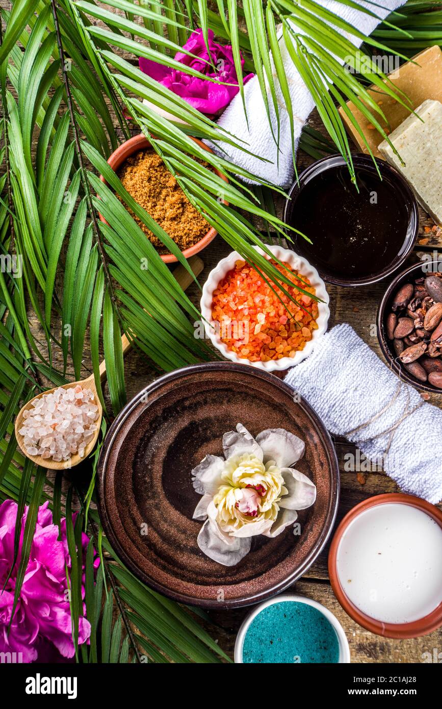 Spa aromatic relax concept. Natural spa ingredients - with coffee, sea ...