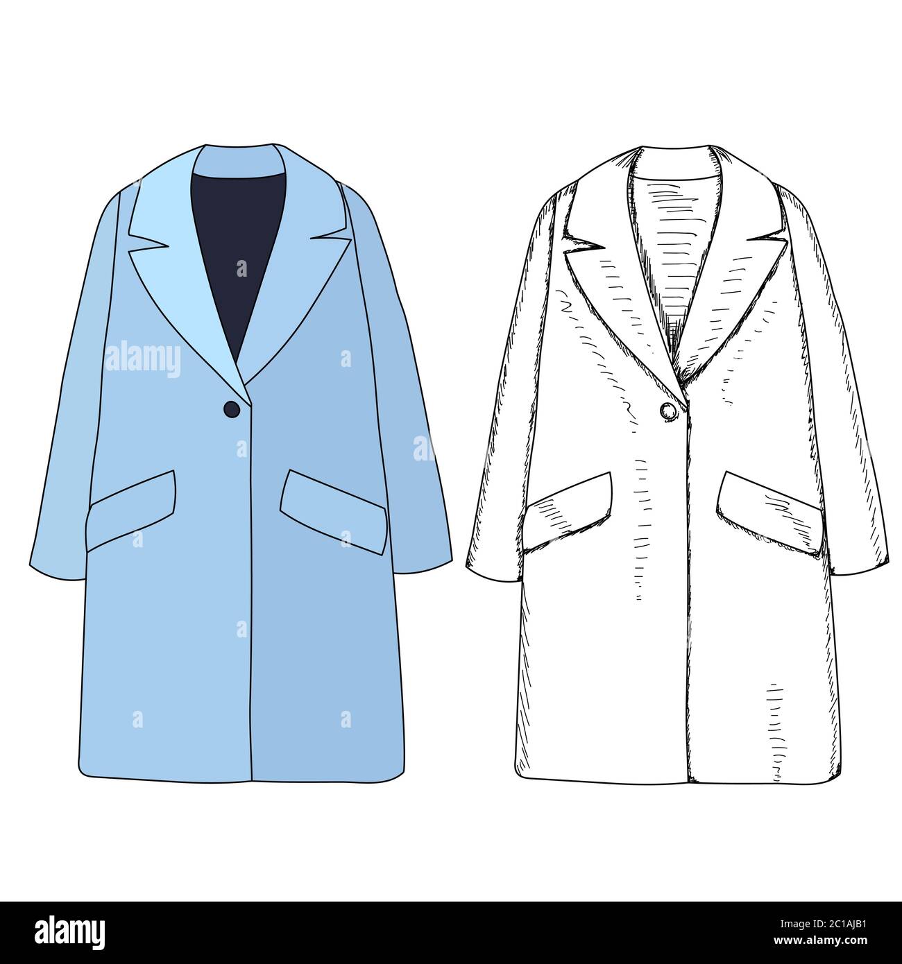 vector, blue autumn women coat Stock Vector Image & Art - Alamy