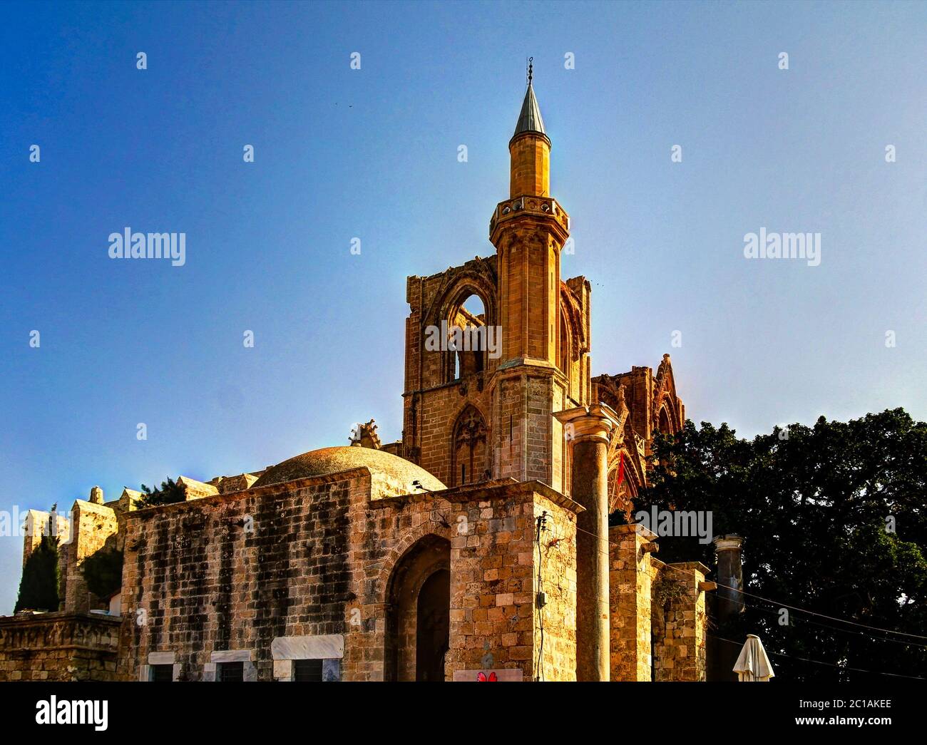 Exterior view to Lala Mustafa Pasa mosque at Famagusta, Cyprus Stock ...