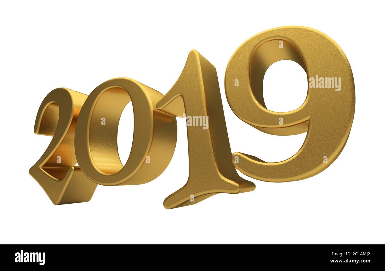 Greeting Card Design Template Gold 2019 Lettering Isolated Stock Photo ...