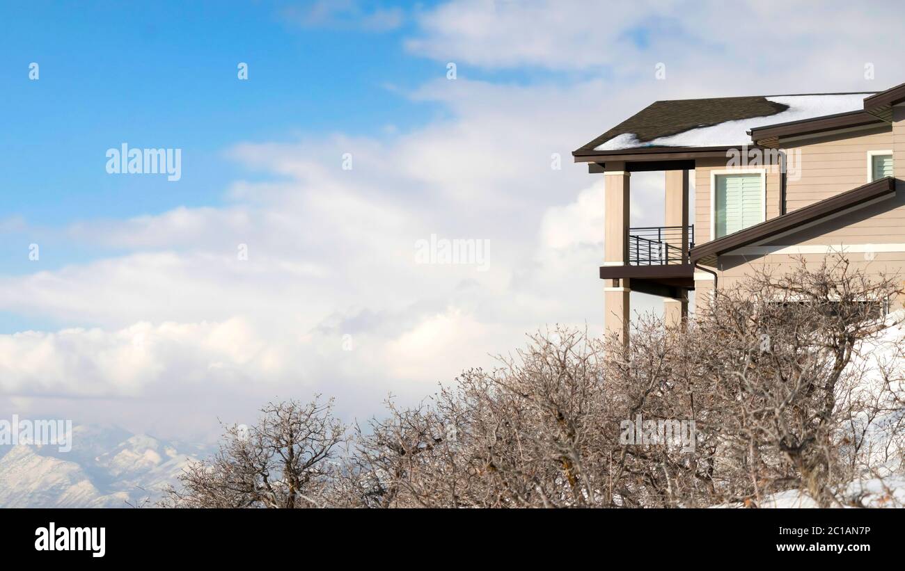Panorama crop Home at Wastch Mountain slope with scenic panoramic ...