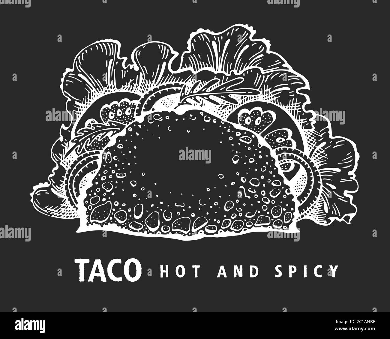 Hand drawn taco banner. Vector fast food illustrations on chalk board ...
