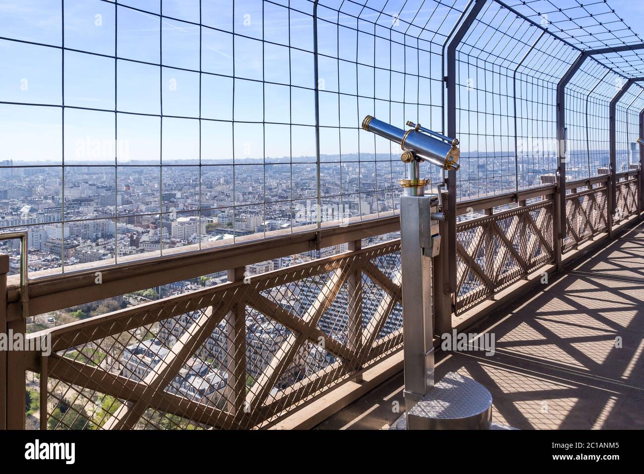 Eiffel Tower telescope overlooking for Paris Stock Photo - Alamy