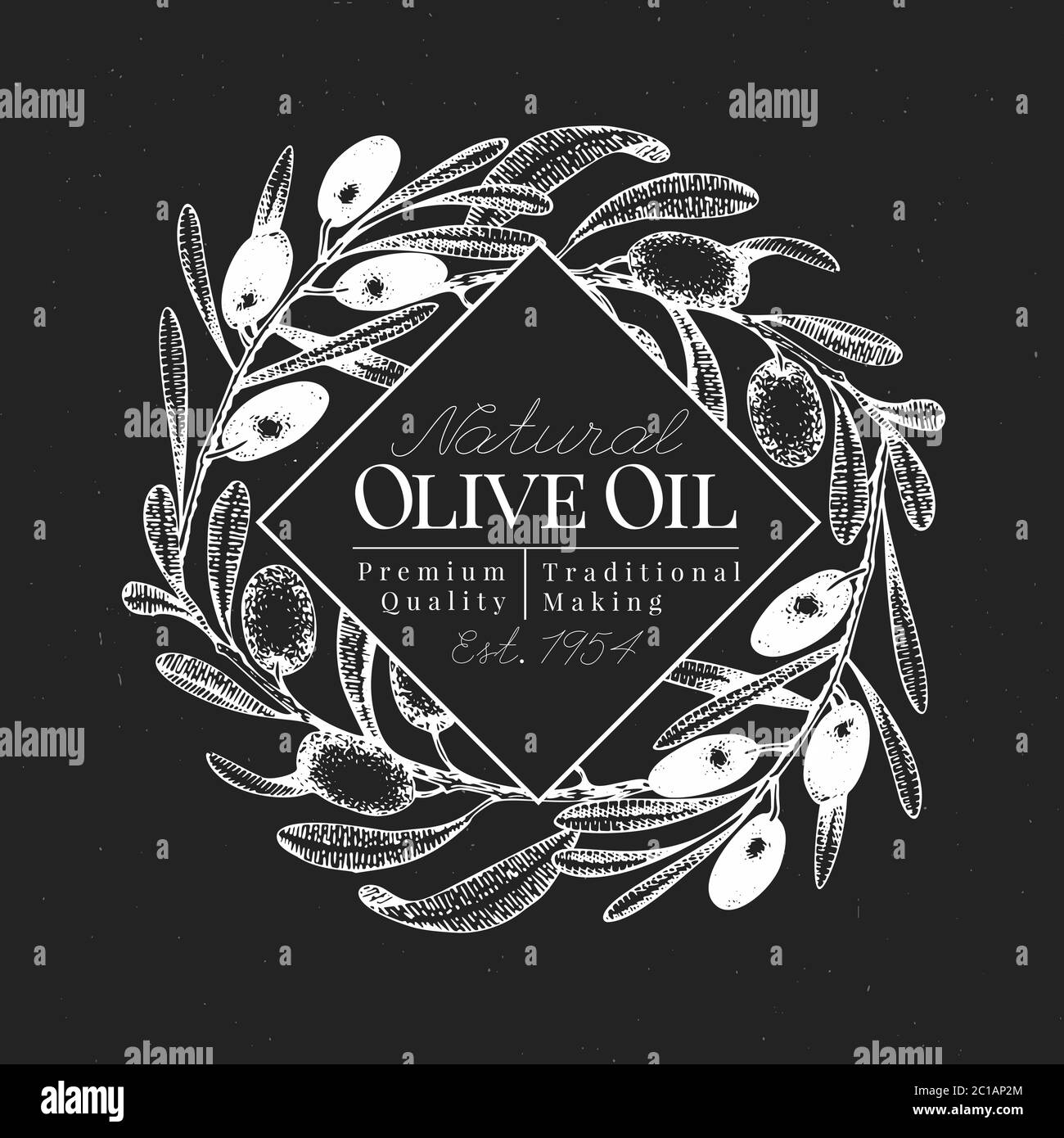 Hand drawn olive design template. Vector olives illustrations on chalk ...