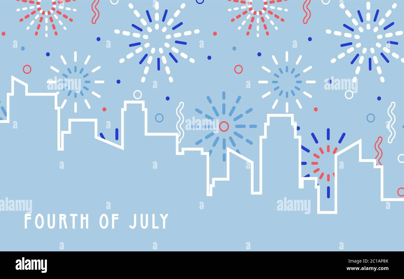 Beautiful fireworks in national flag colors for American Independence ...
