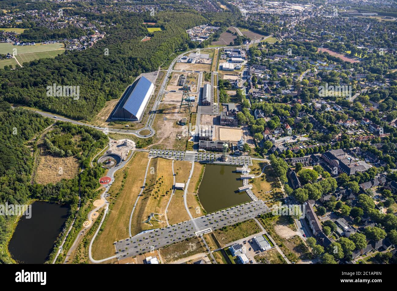 , Aerial photograph, former coal mine site Lohberg, Lohberg power plant ...