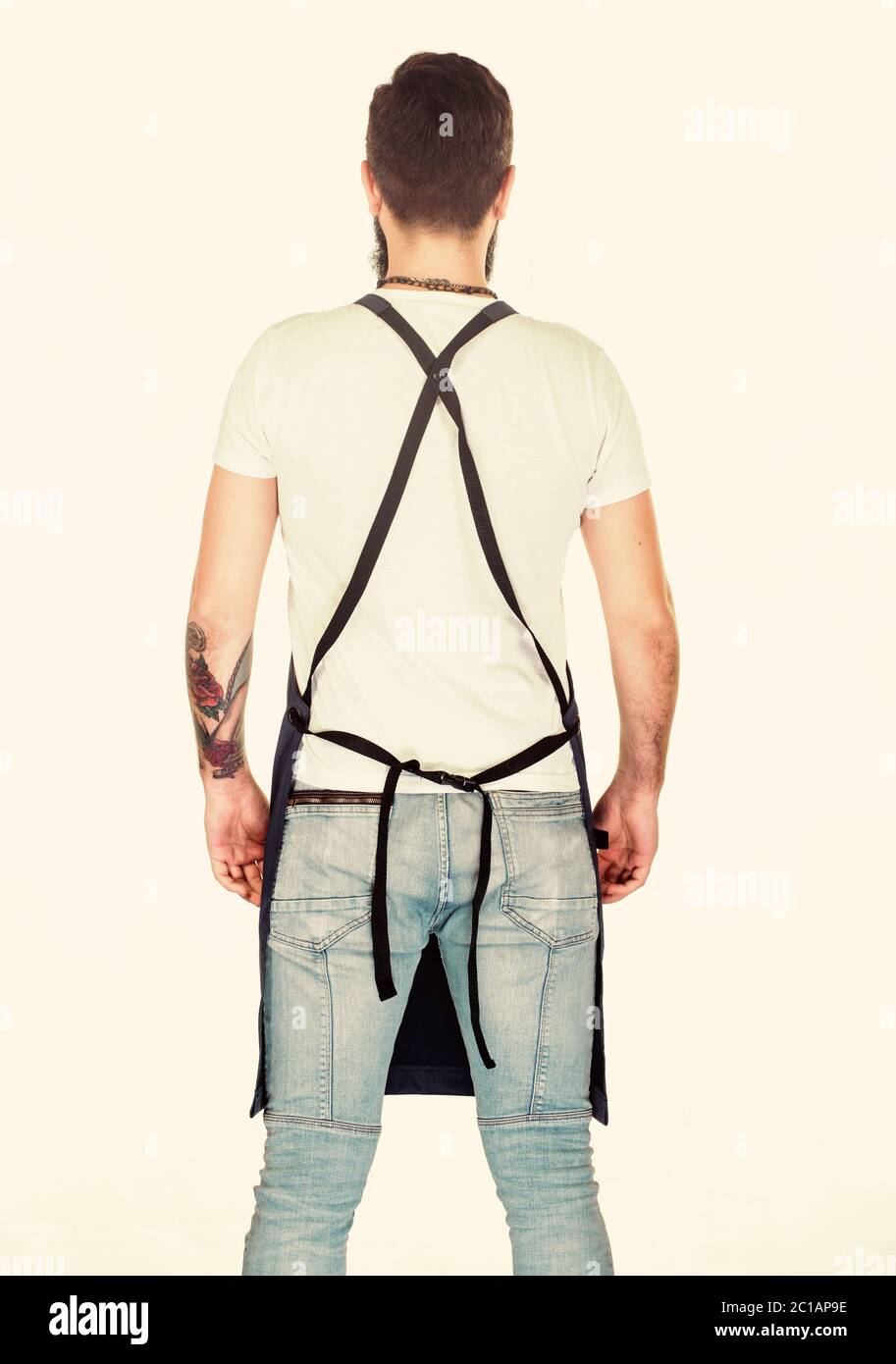 Stylish design to focus on whats important. Man in casual wear back ...