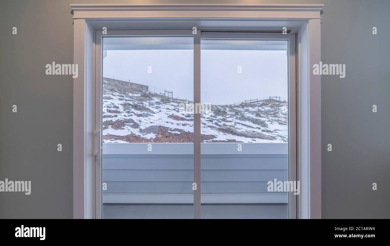 Panorama frame Glass door leading to an external balcony Stock Photo ...