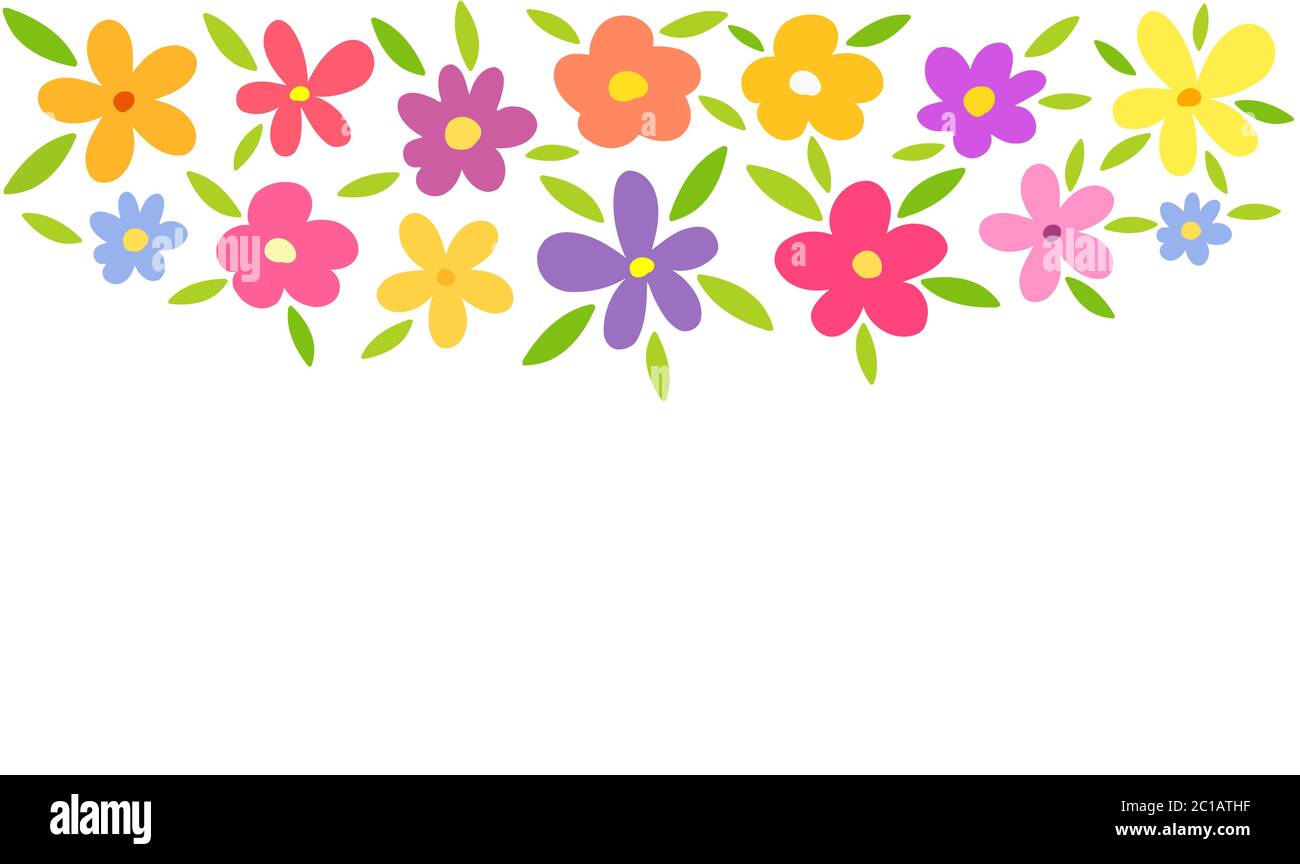 Colorful flowers border background. Vector illustration Stock Vector ...