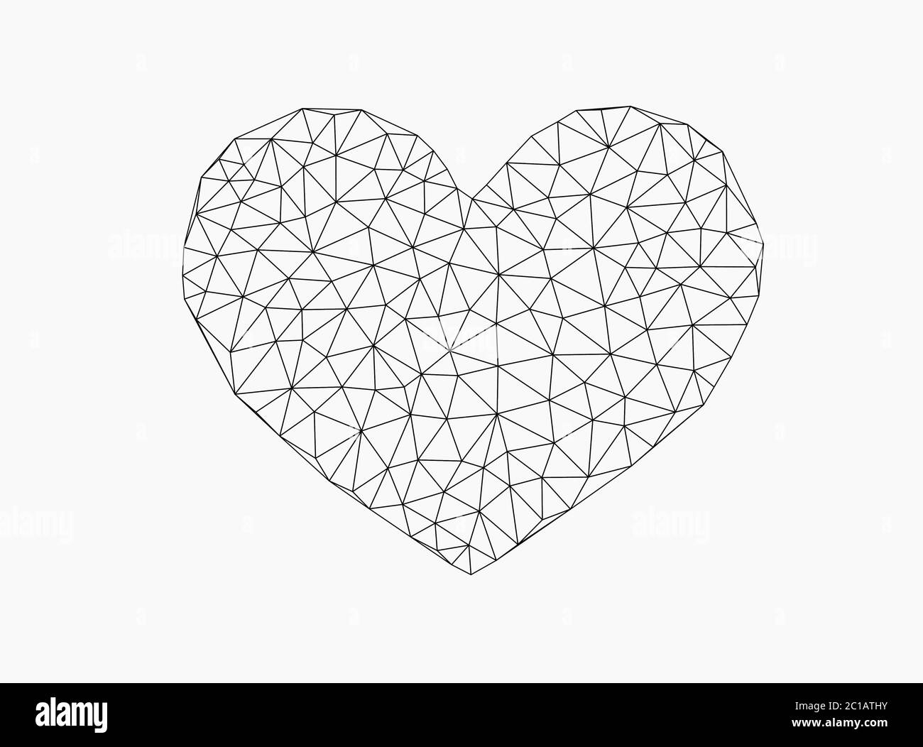 Geometric transparent outline heart made of triangles. Low poly vector ...