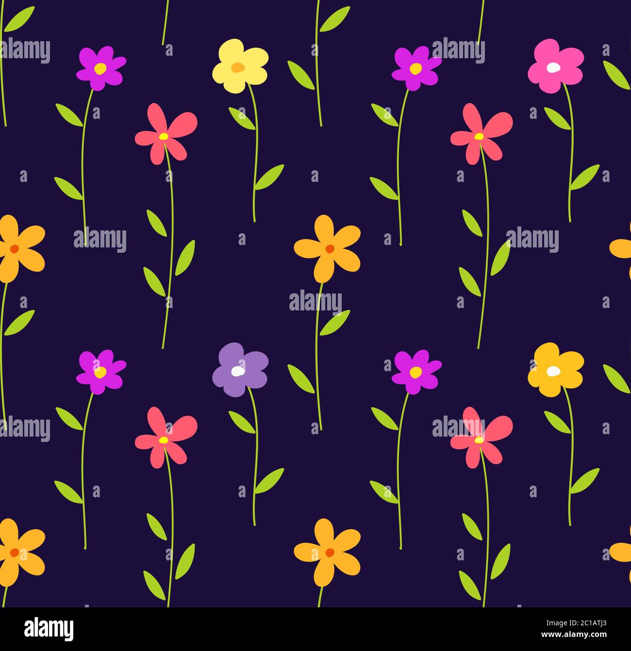 Spring colorful flowers seamless pattern. Vector illustration Stock ...