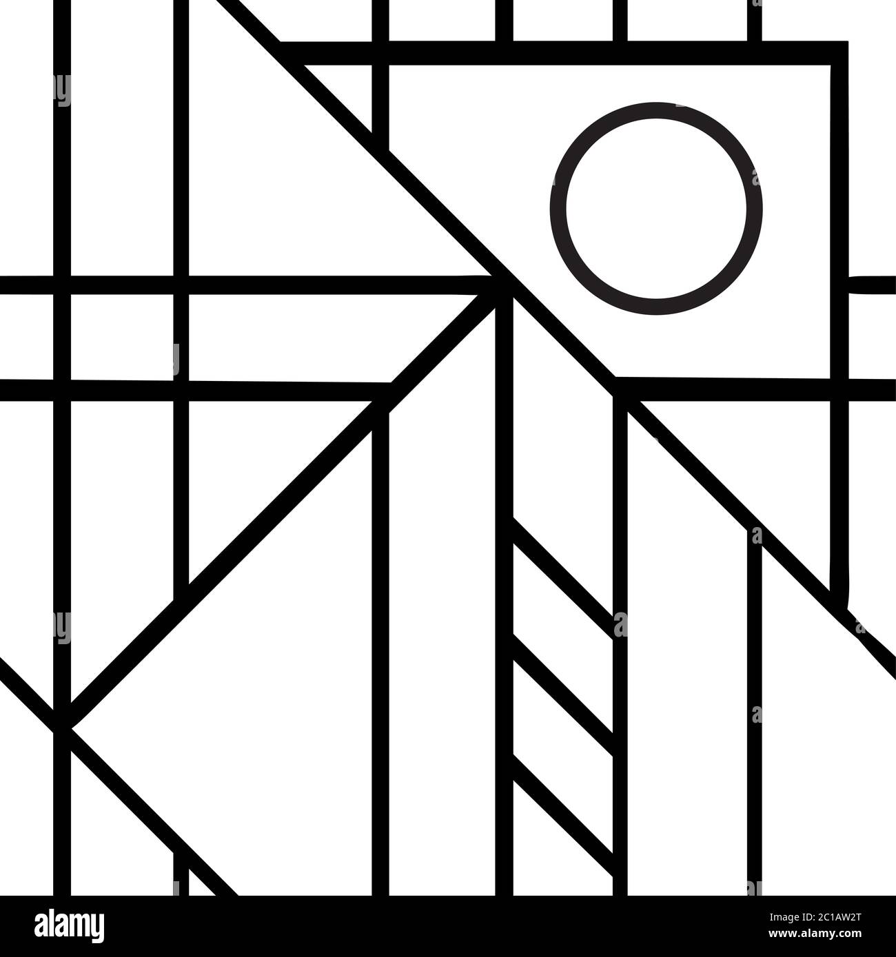Abstract Mondrian style seamless vector pattern background. Monochrome ...