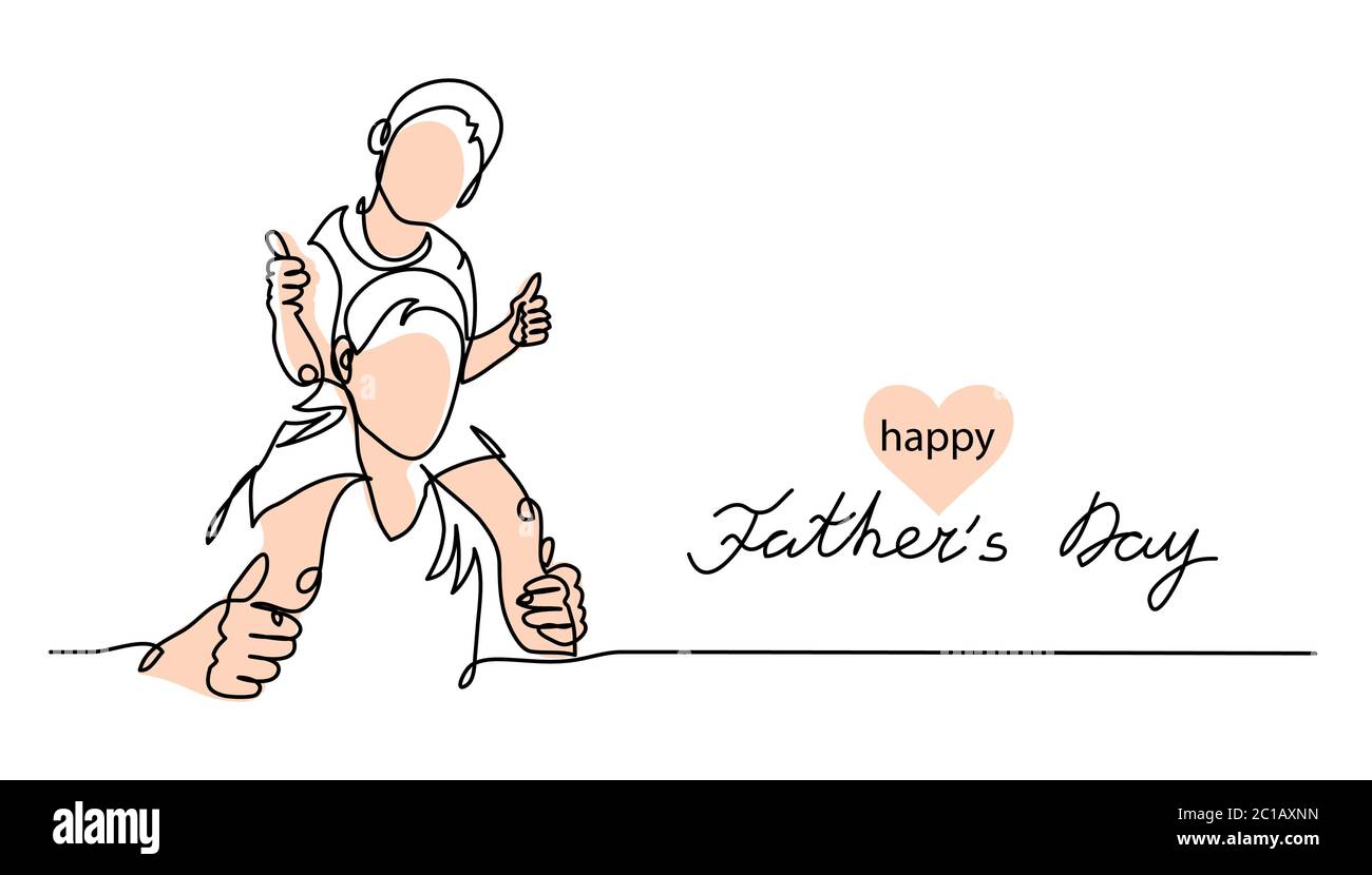 Happy Fathers day vector background, web banner, poster. Dad carries ...