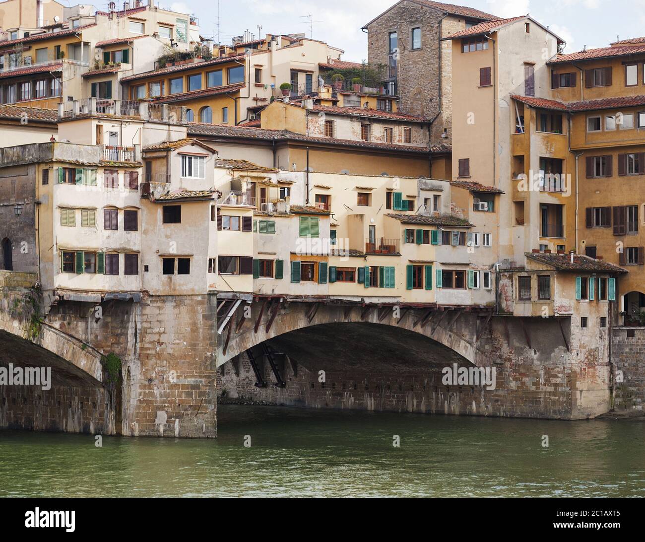 detail of an arch of the famous Ponte Vecchio (Old Bridge) in Florence ...