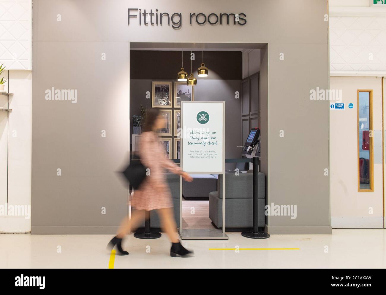Closed fitting room at marks spencer on oxford street hi-res stock ...