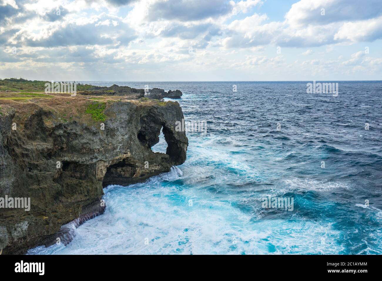 Cape Manzamo a scenic rock formation on Okinawa Island, Japan Stock ...