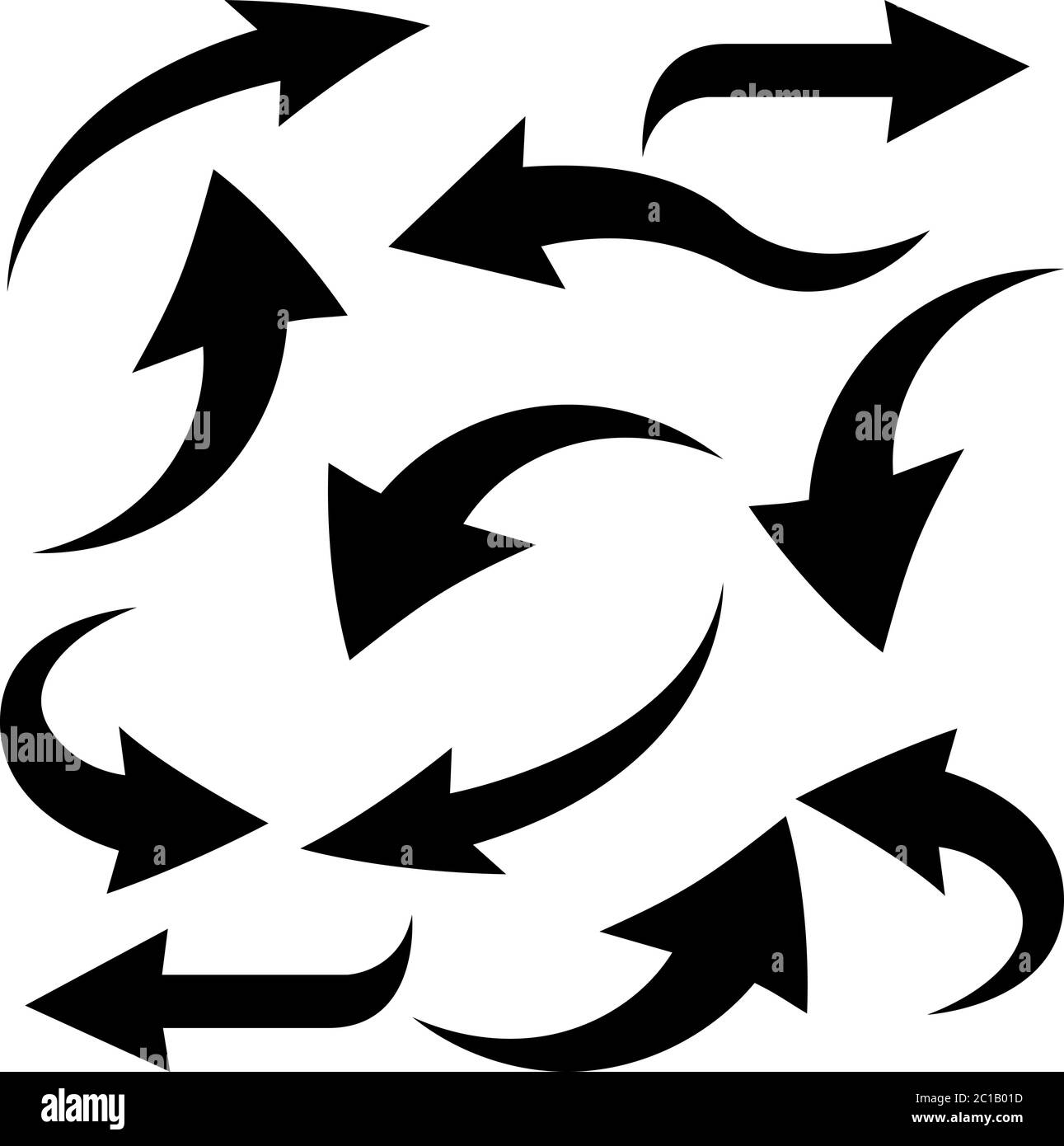 Black bold arrows. Bent curved signs Stock Vector Image & Art - Alamy