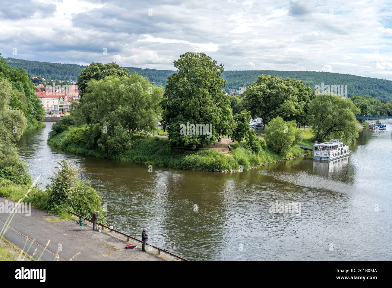 Zusammenfluss von Werra und Fulda zur Weser in Hann. Münden ...