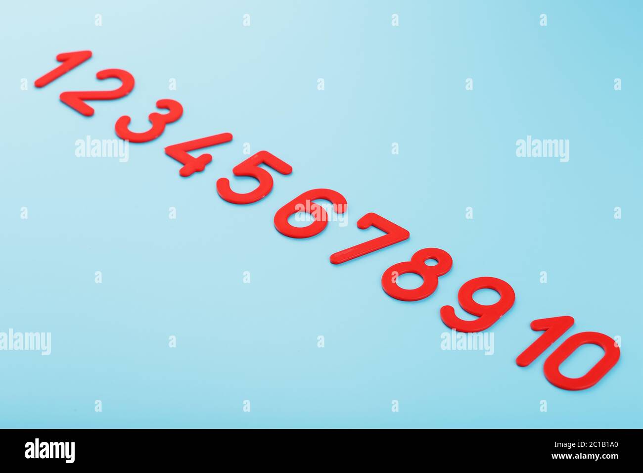 Red numbers on a blue background in a row from one to ten Stock Photo ...