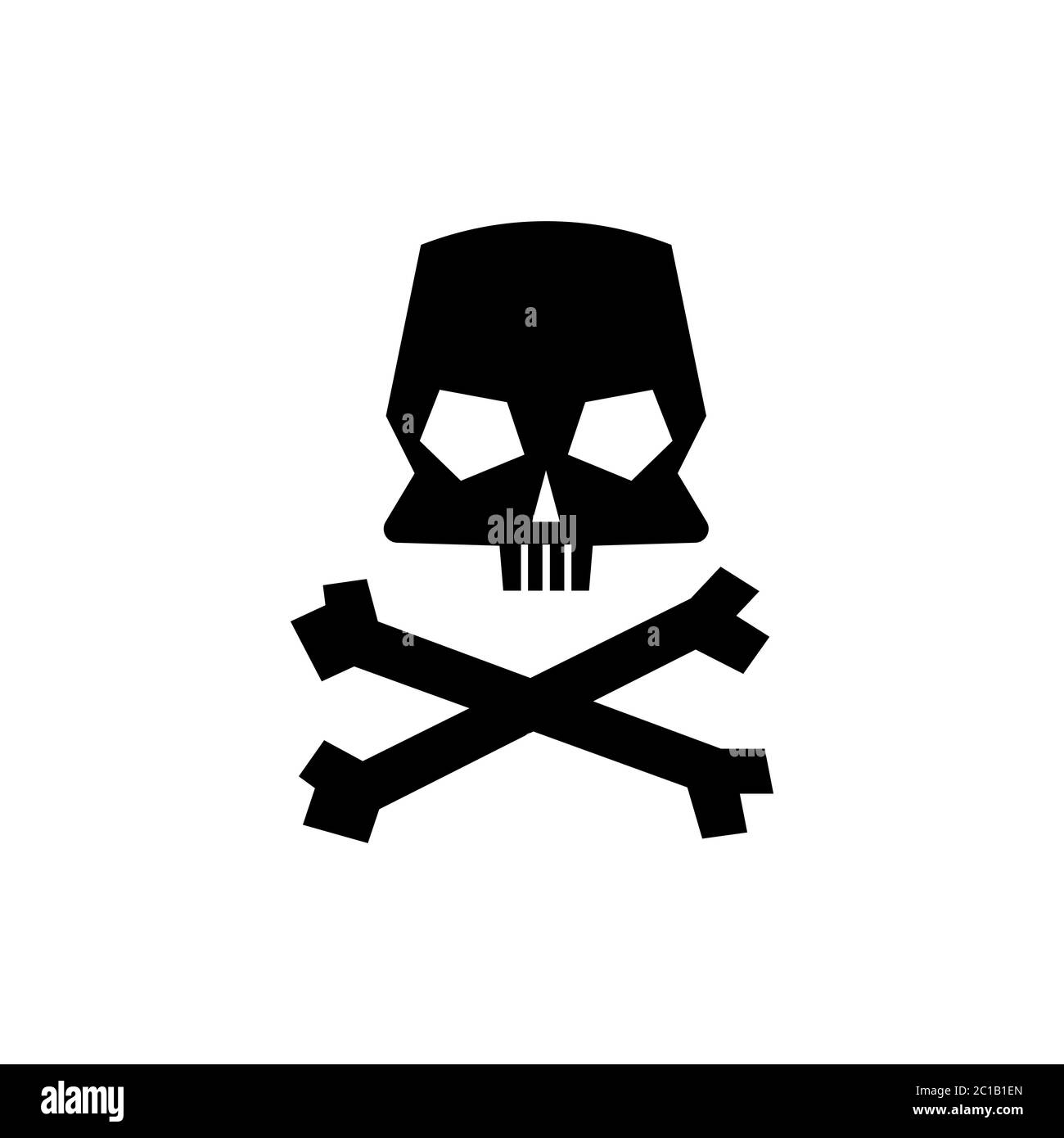 Skull and crossbones silhouette isolated on white background. Vector ...
