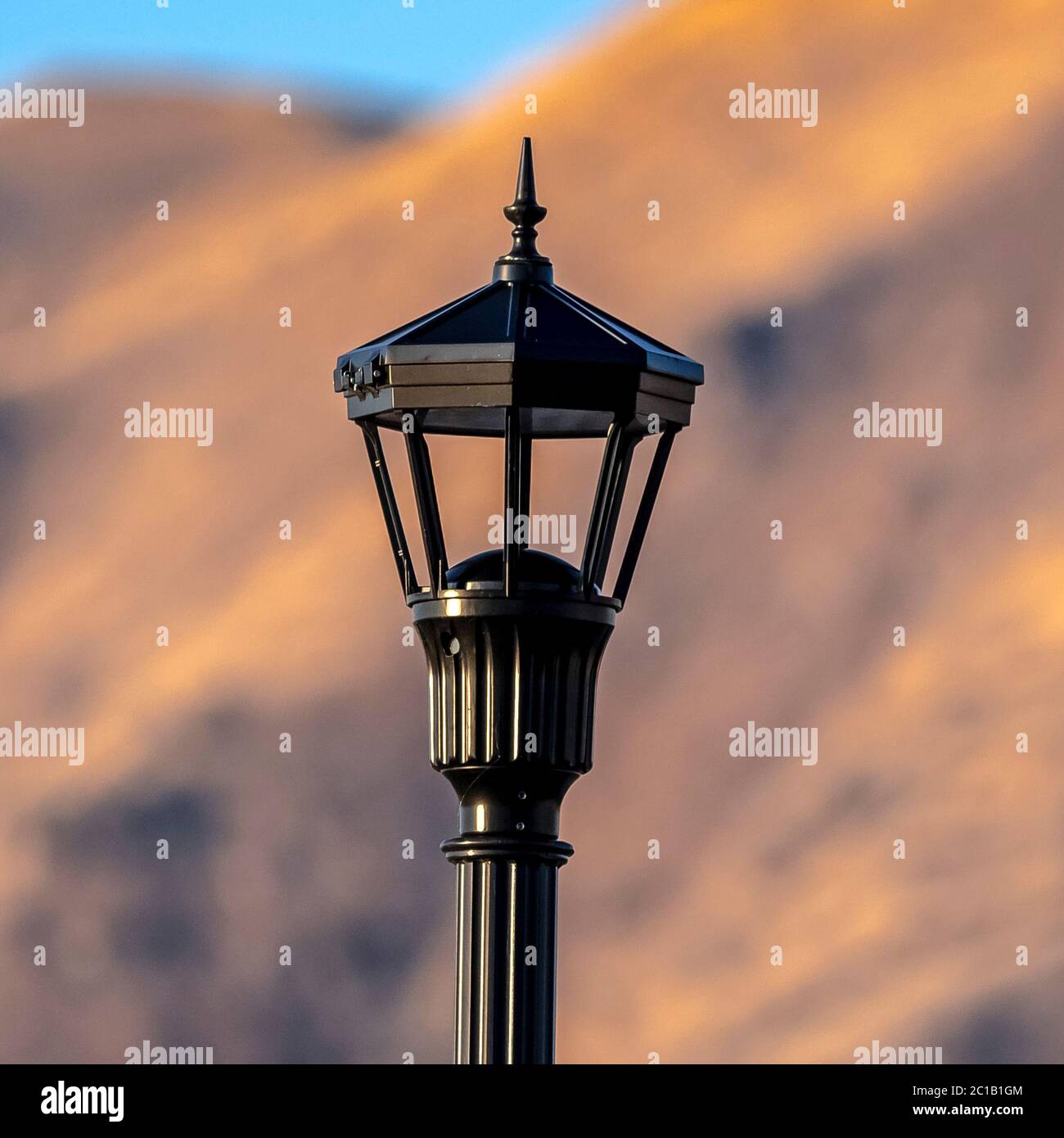 Square frame Exterior black retro wrought iron street lamp Stock Photo ...