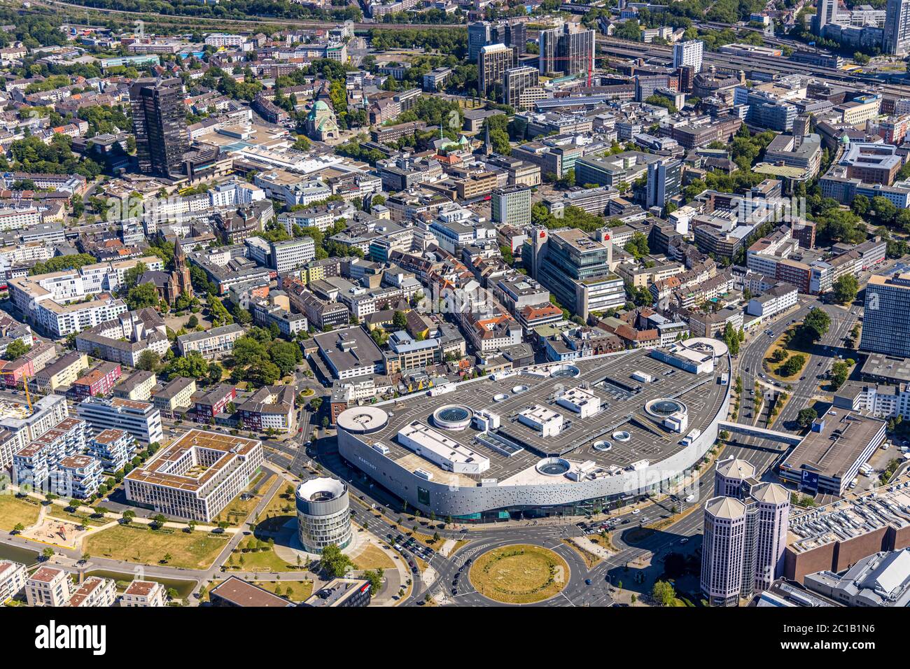 Aerial view, Limbecker Platz shopping centre, city centre view, Essen ...