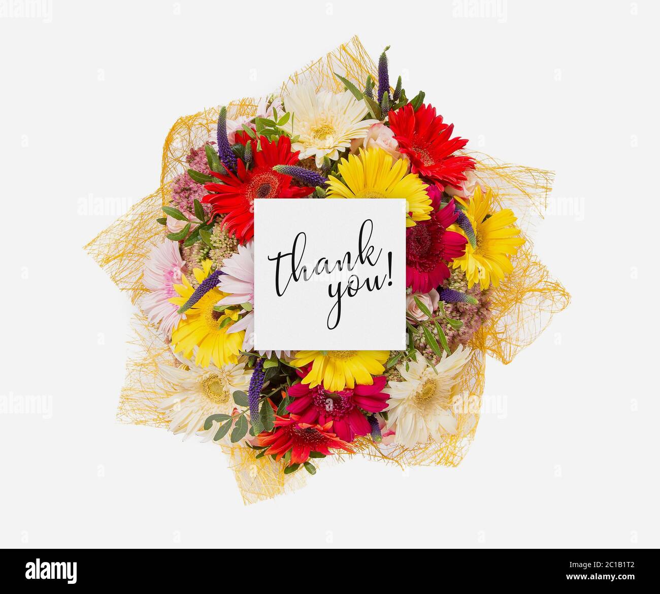 Thank You Note With Beautiful Flower Bouquet High Resolution Stock ...