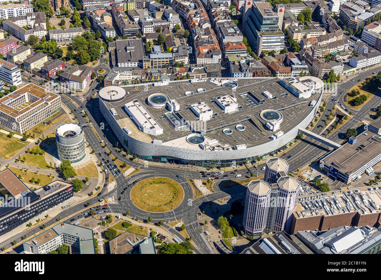 Aerial view, Limbecker Platz shopping centre, city centre view, Essen ...