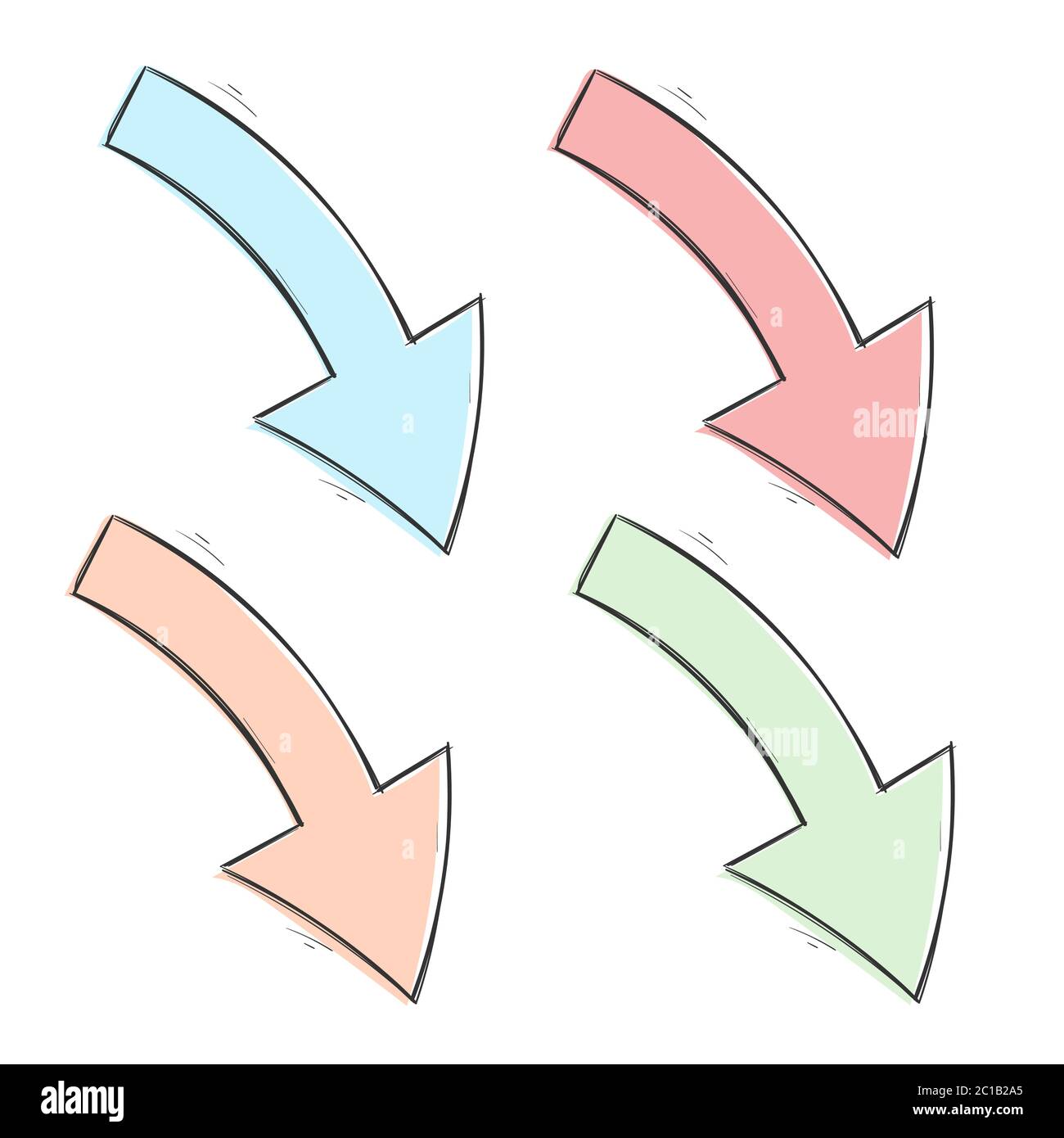 Arrows. Colored DOWN hand drawn sketch Stock Vector Image & Art - Alamy