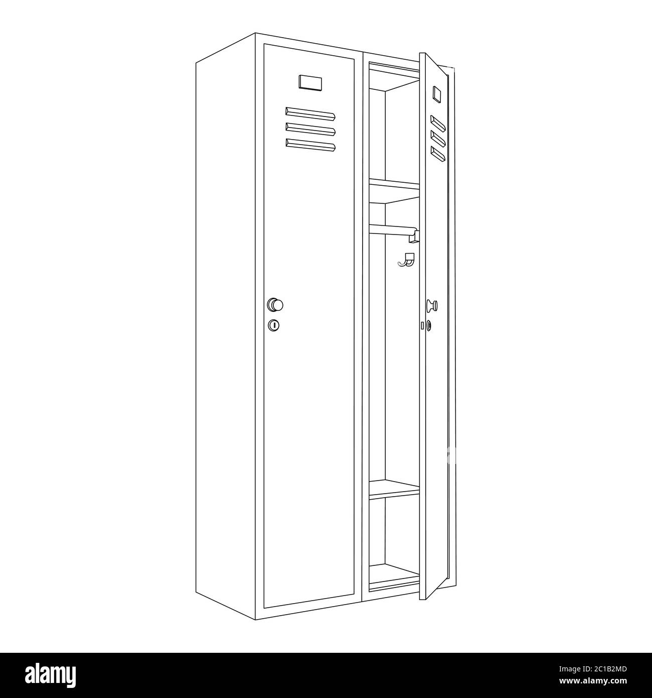 Lockers with one open door. Outline drawing Stock Vector Image & Art ...