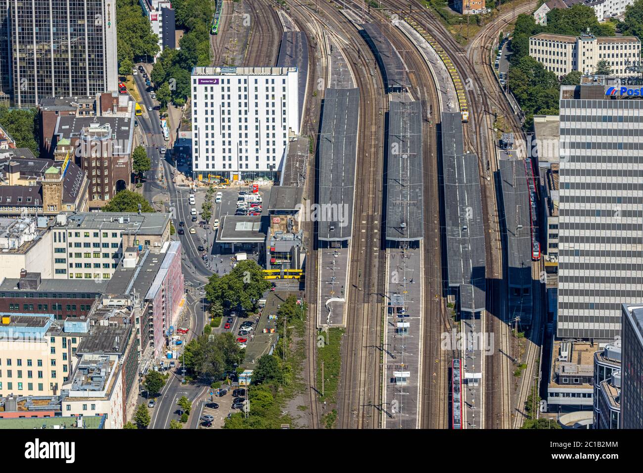 Aerial photograph, Essen Central Station, Premier Inn Essen City Hotel ...