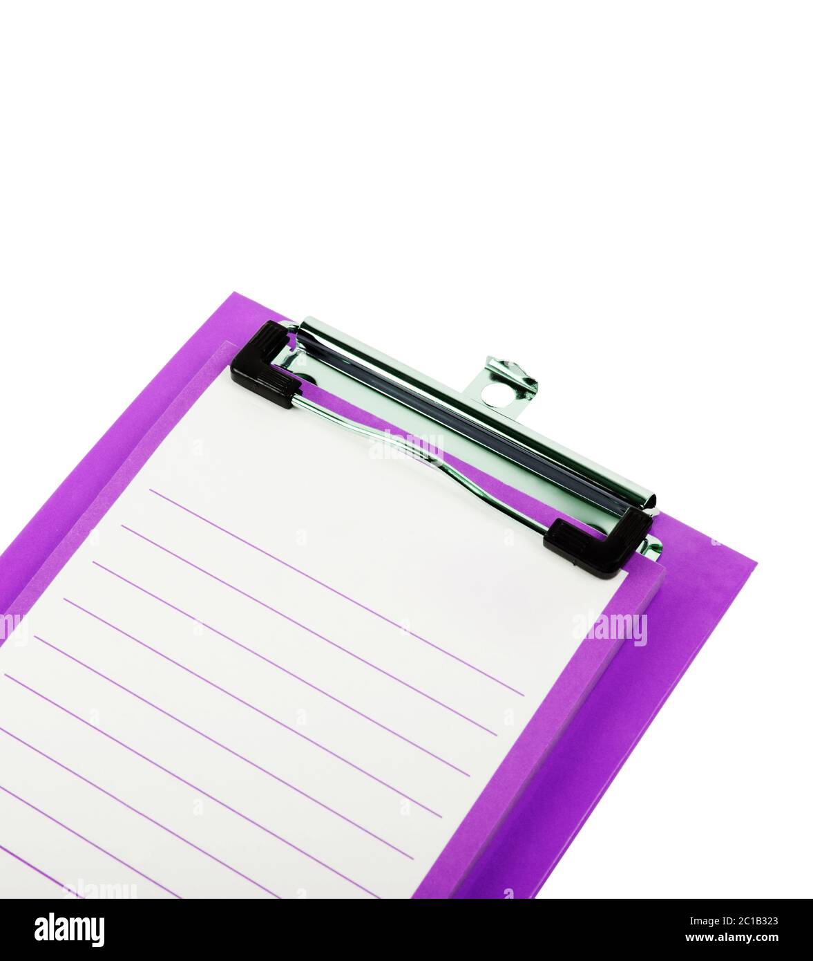 Clipboard with sheet isolated on white Stock Photo - Alamy