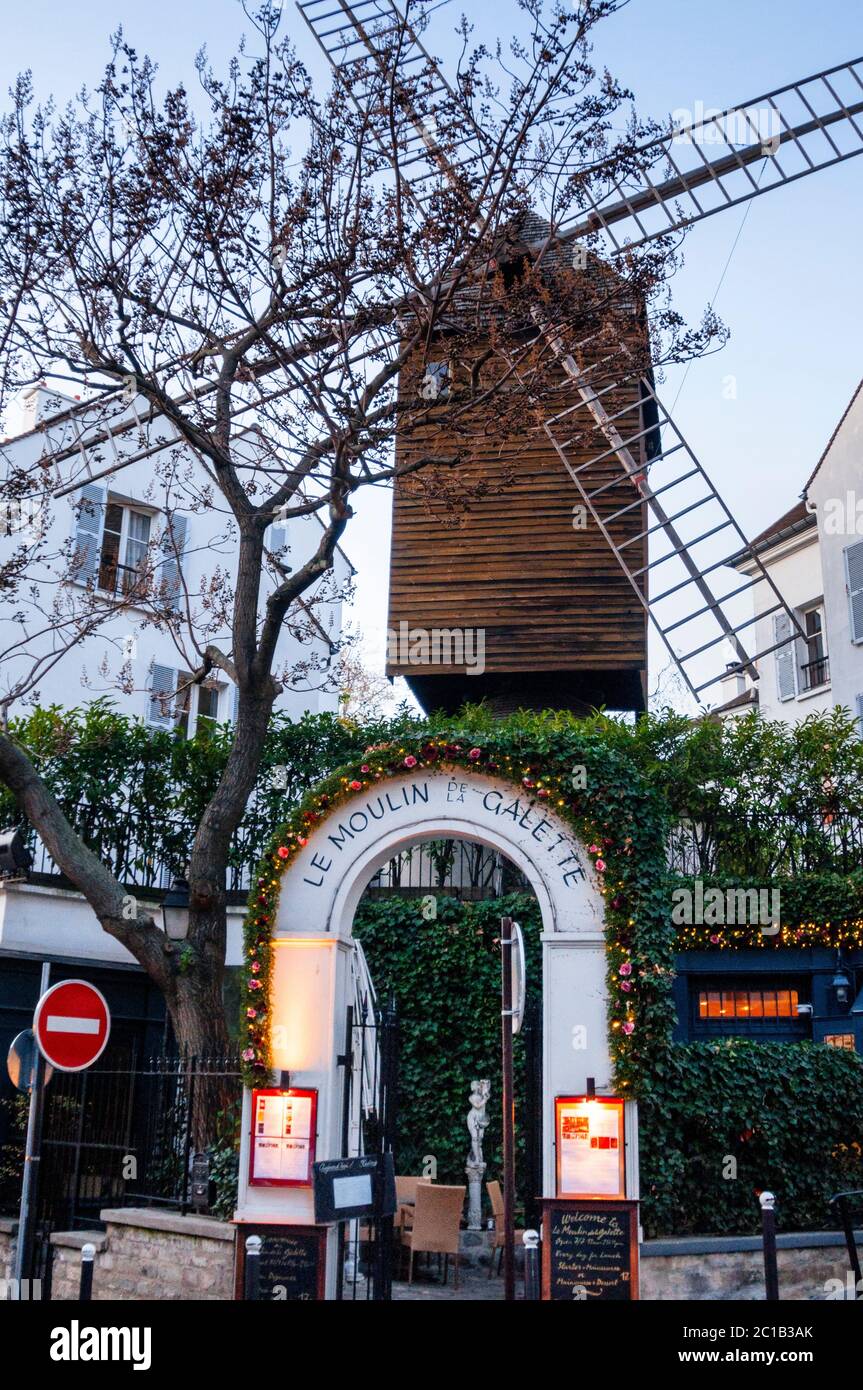 Moulin de la Galette windmill in the Montmartre district of Paris, France Stock Photo - Alamy