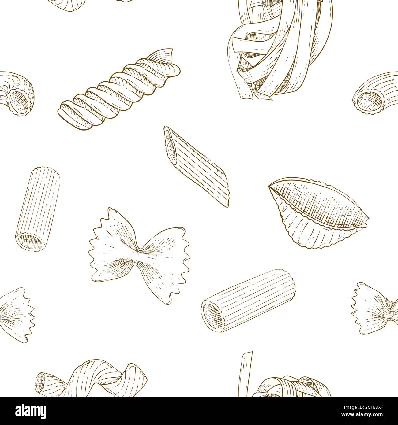 Pasta set. Black and white sketch seamless pattern Stock Vector Image ...