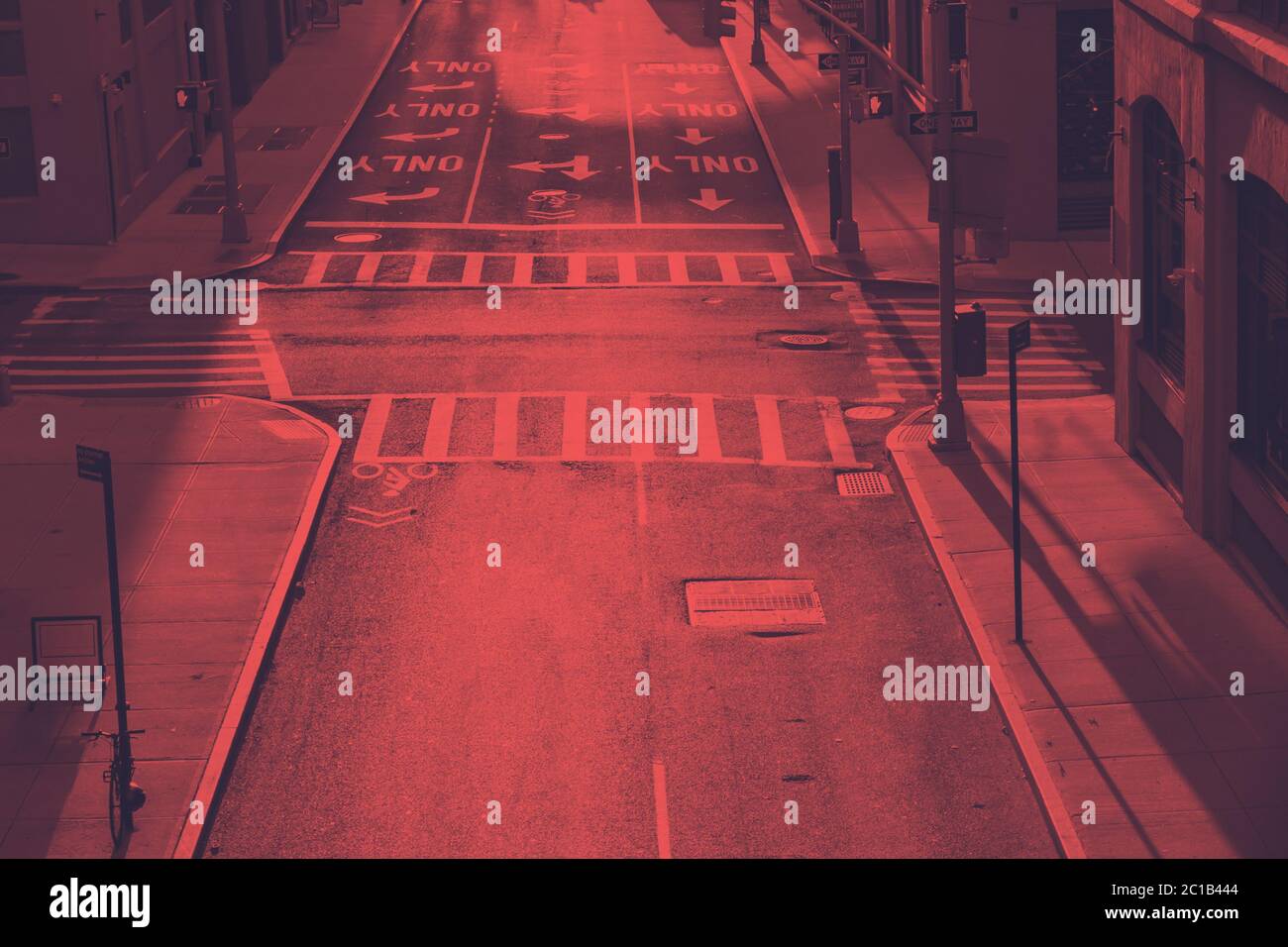 Overhead view of the empty intersection at Pearl and Prospect Streets ...