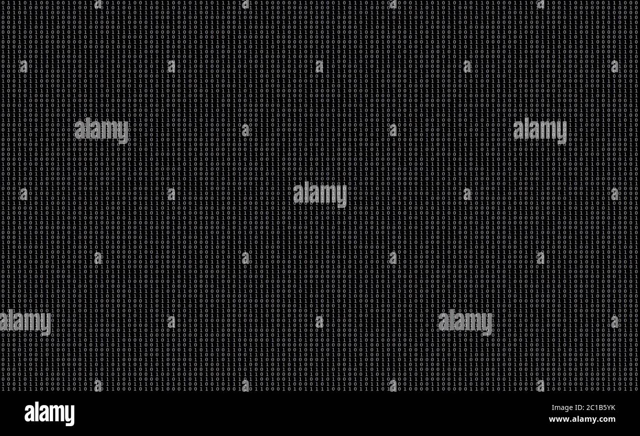 Random pattern of black and white binary code with ones and zeros on a ...