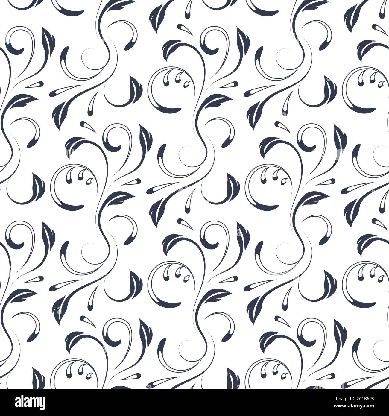 Black filigree floral black white seamless pattern Stock Vector Image ...