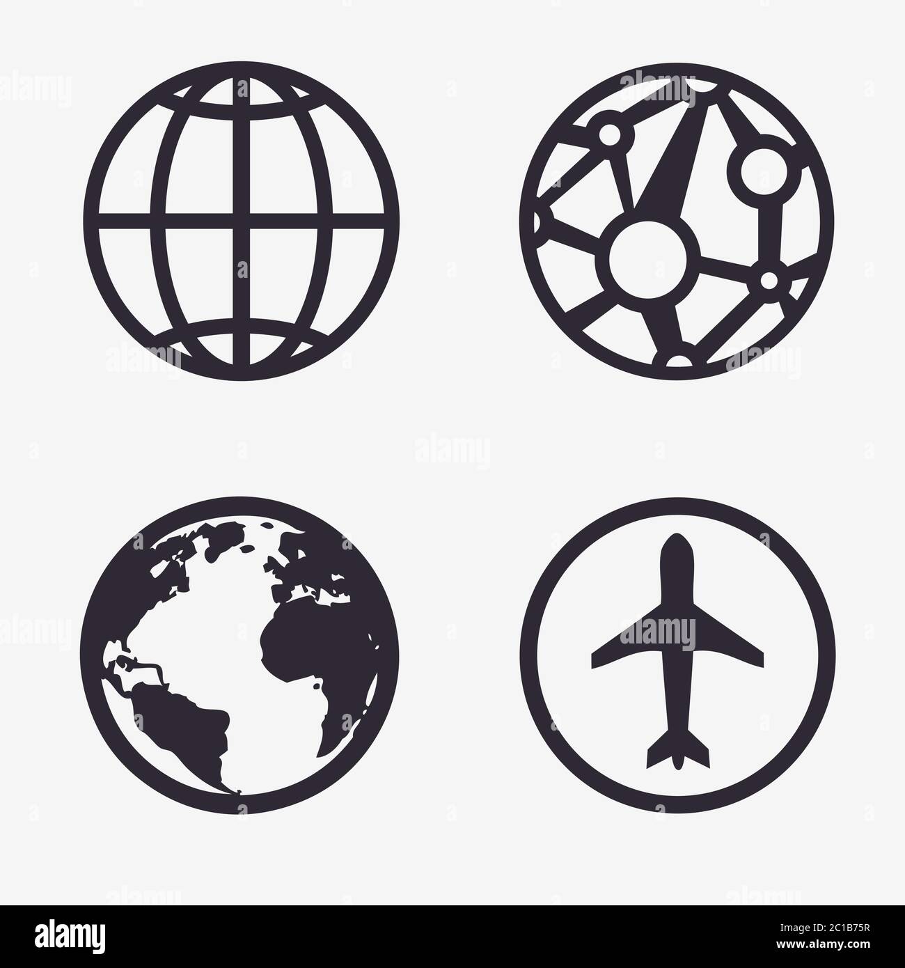 Land icons of the globe vector vectors Stock Vector Images - Alamy