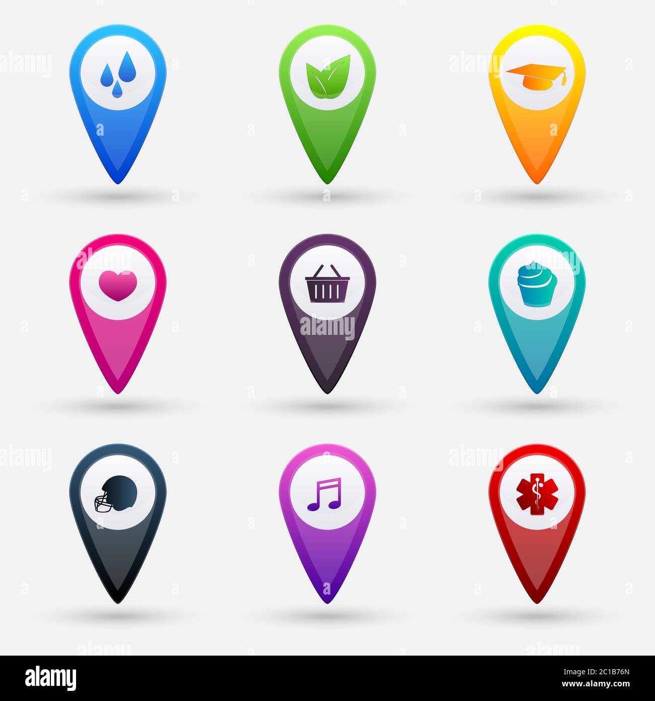 Set of vector map pointers with icons isolated on white background Stock Vector Image & Art - Alamy