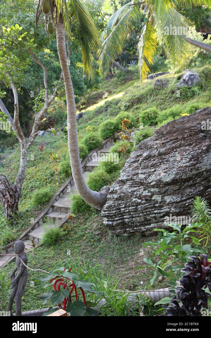 Staircase at guest house, Ampangorinana Village, Nosy Komba Island ...