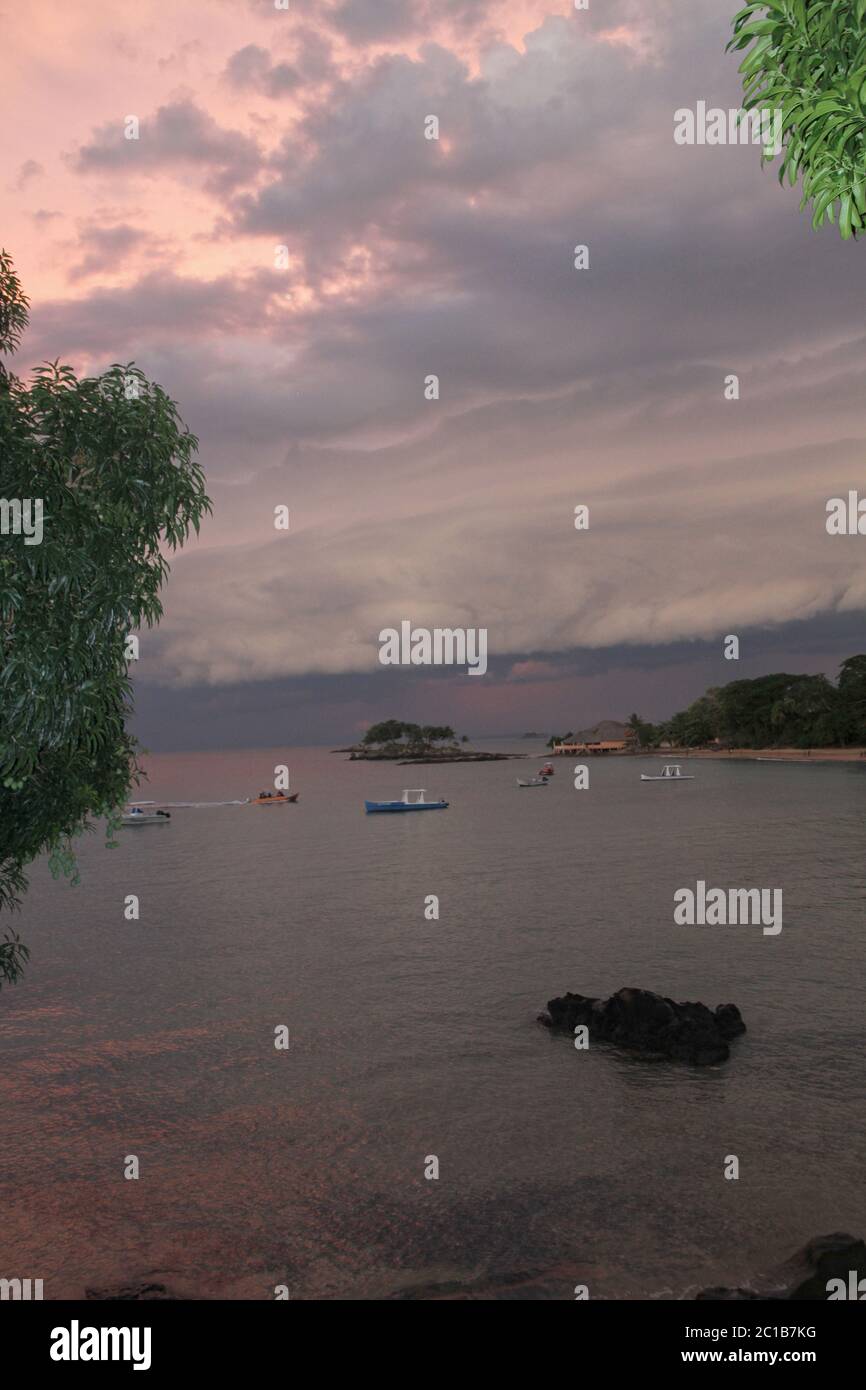 View of ocean at sunset from 293 On Komba Guest House, Ampangorinana ...