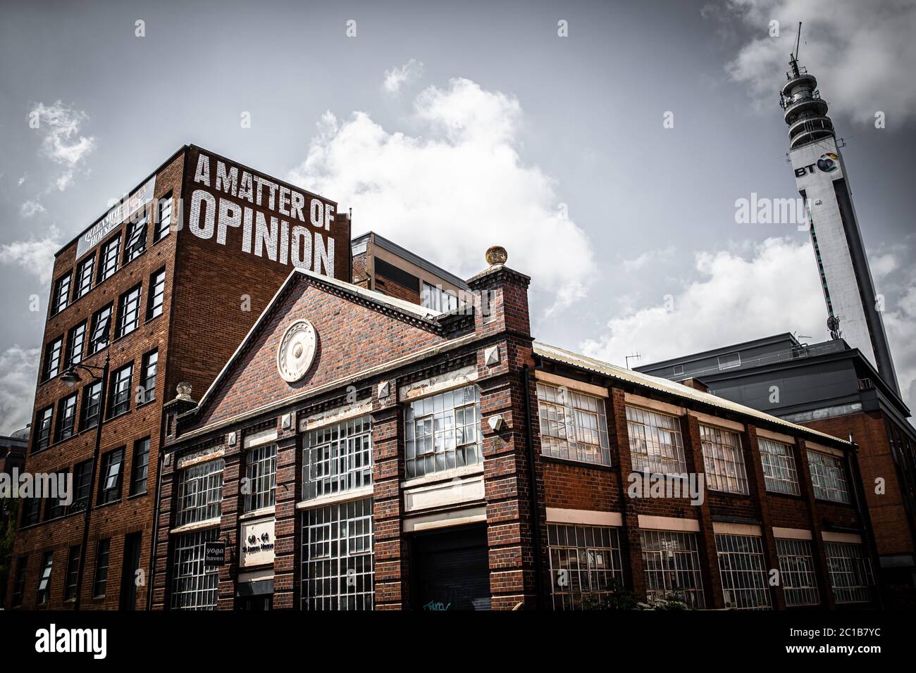 'A Matter Of Opinion' painted message on a building in Livery Street ...