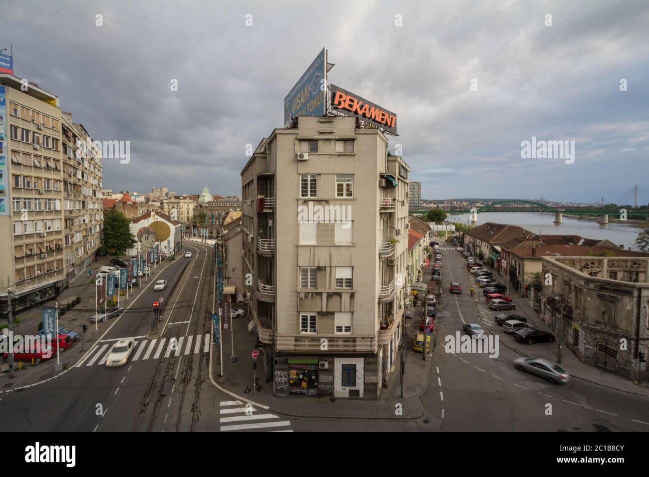 BELGRADE, SERBIA - JULY 19, 2018: Panorama of Savamala, with the ...