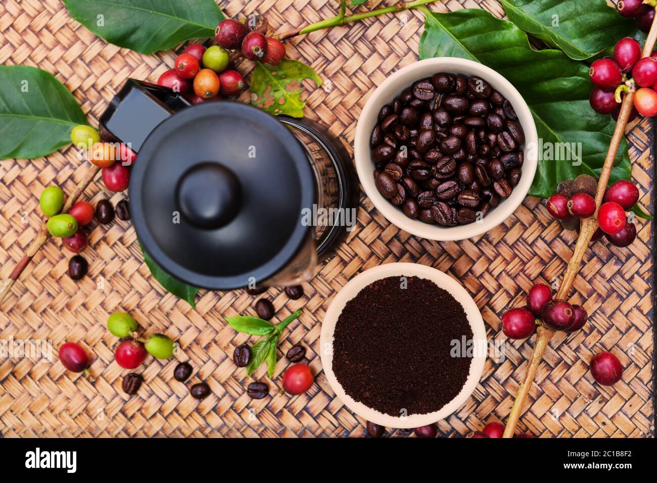 Fair trade coffee background Stock Photo - Alamy