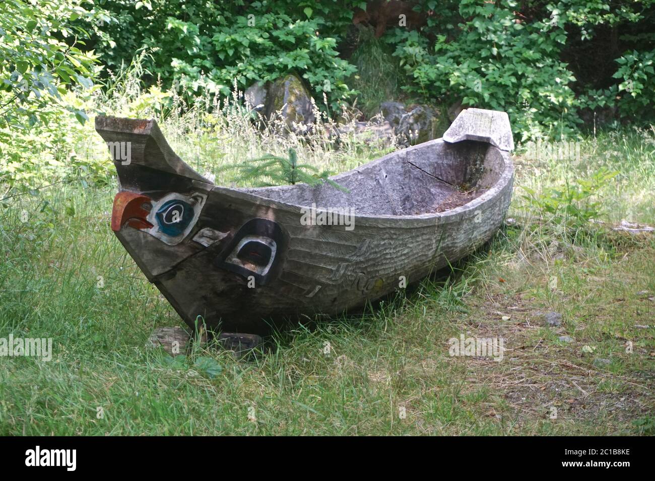 Ketchikan, Alaska: Replica of a Tlingit canoe at Potlatch Totem Park, a ...