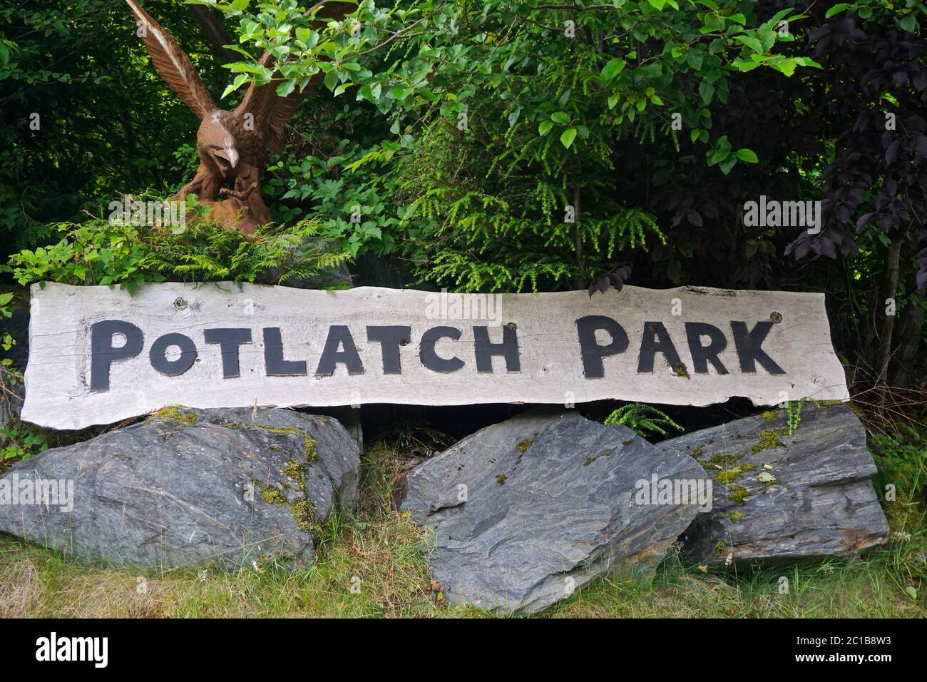 Ketchikan, Alaska: Handmade sign welcomes visitors to Potlatch Totem ...