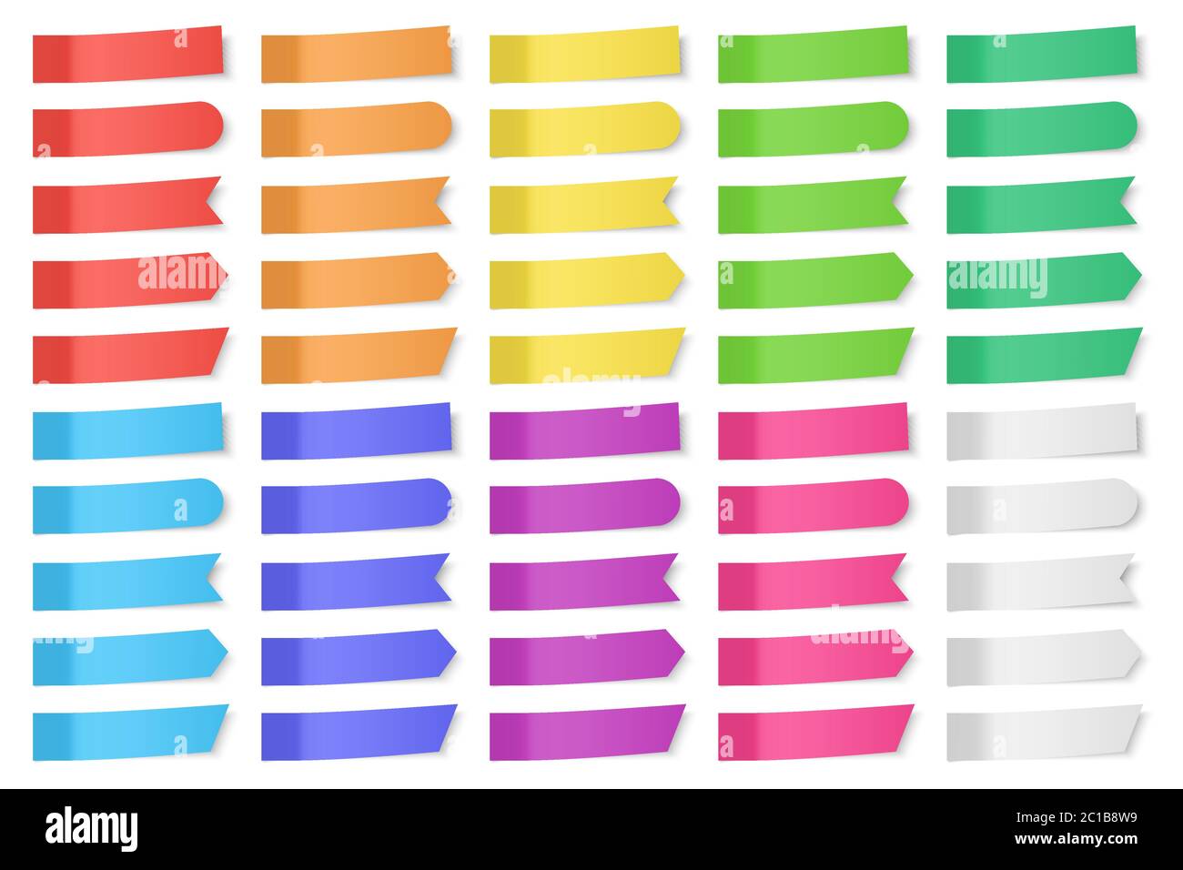 Set of vector paper stickers on white background. Colored realistic ...