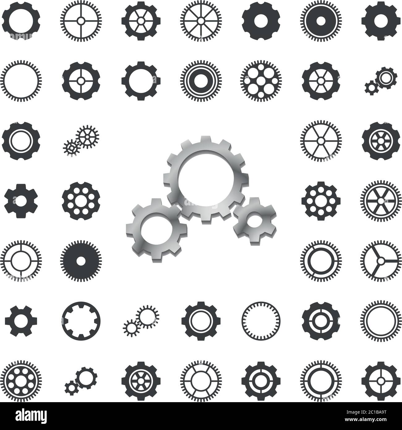 Vector gears icons big set on white background Stock Vector Image & Art ...