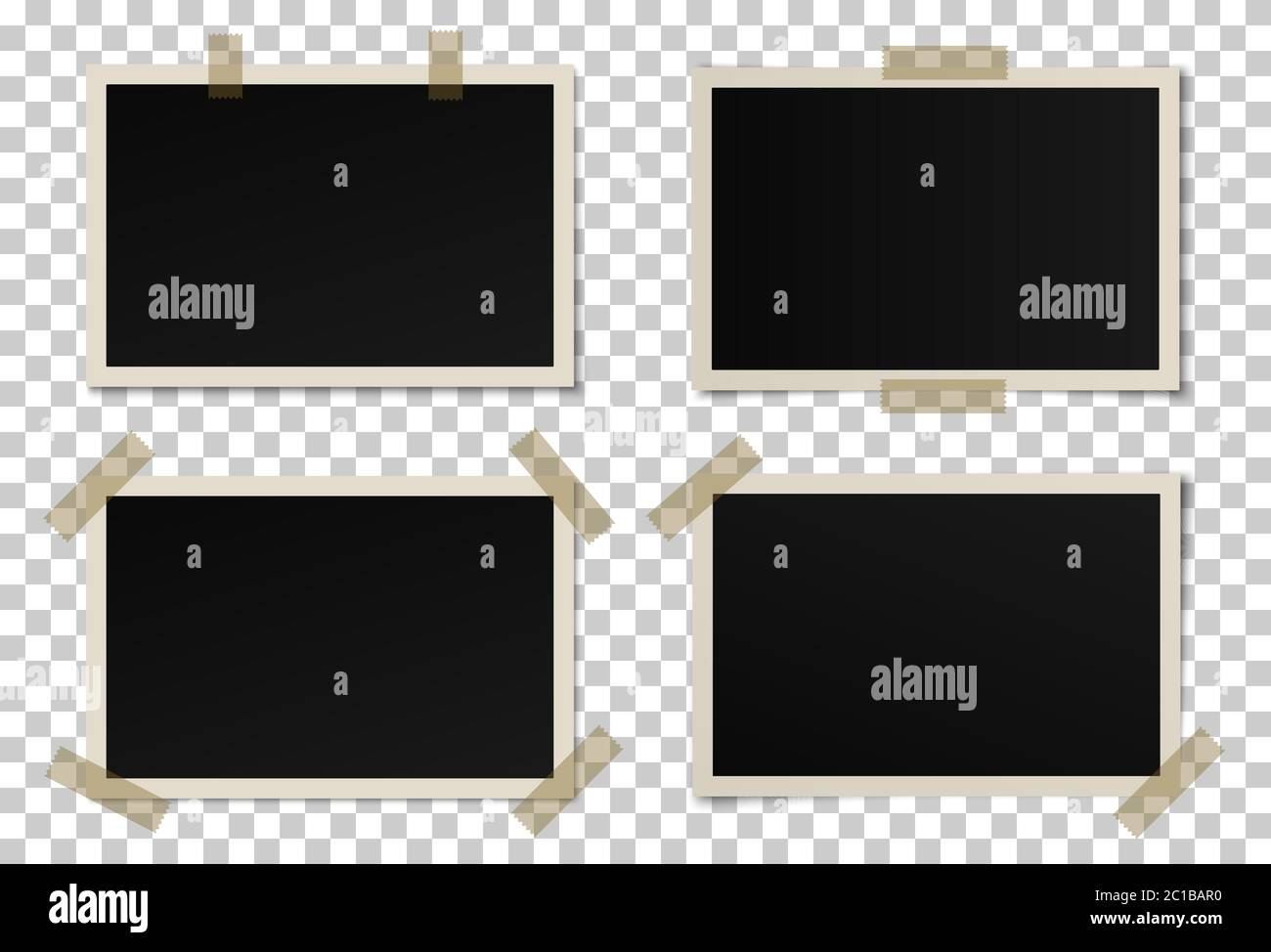 Vector set of black photo frames with various shadows. Glued with ...