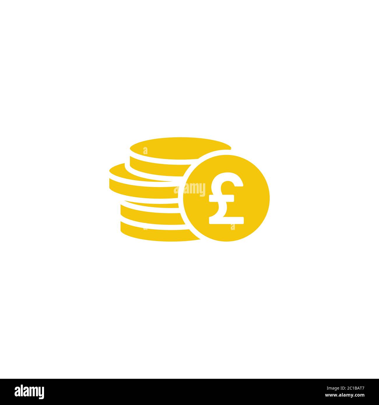 Stack of golden pound sterling coins. Flat gold icon. Isolated on white ...